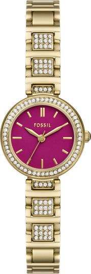 Fossil Karli Three Hand Quartz CZ Bezel Bracelet Watch, 24mm ...