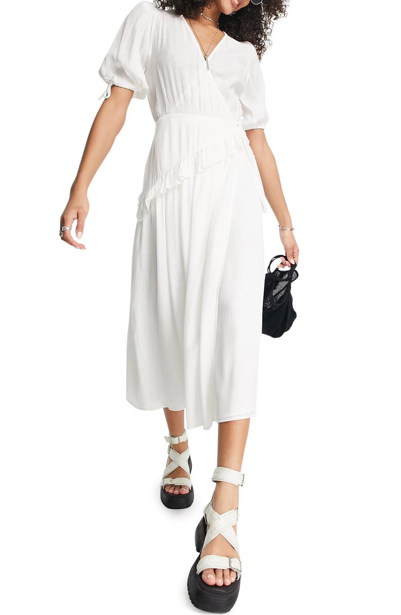 Topshop Crinkle Texture Wrap Front Dress | Nordstromrack