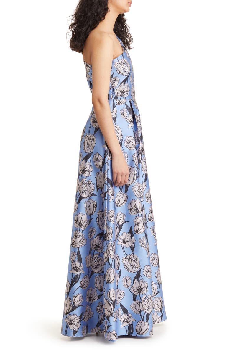 Lulus Exquisite Elegance Floral Jacquard One-Shoulder A-Line Gown ...