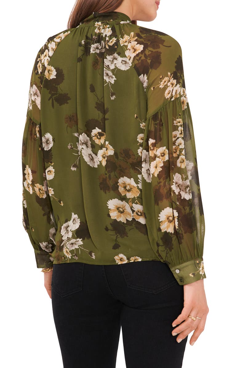Vince Camuto Floral Print Tie Neck Blouse | Nordstromrack