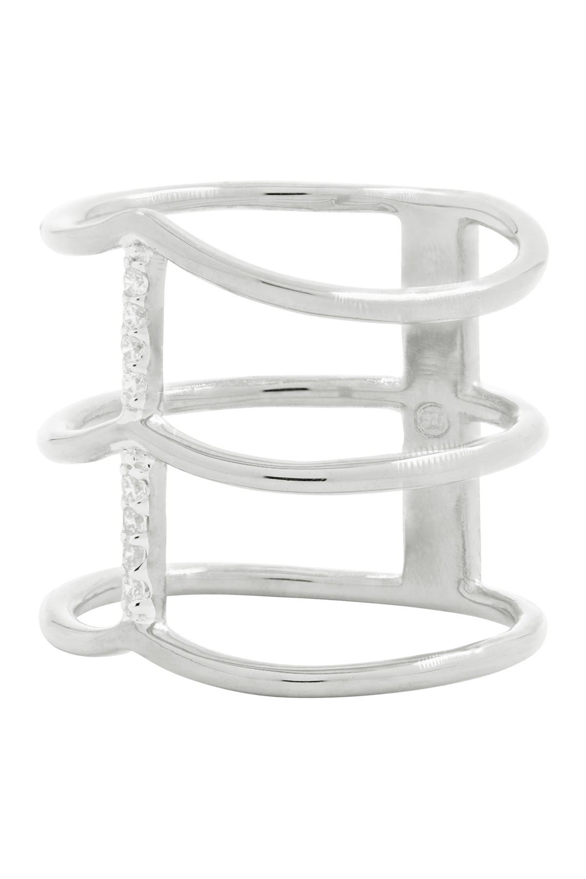FREIDA ROTHMAN Radiance Platinum Rhodium Clad Sterling Silver CZ Cage ...