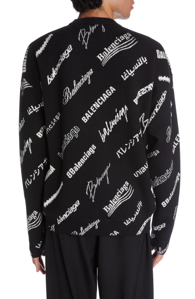 Balenciaga Multi Logo Jacqaurd Wool Blend Sweater | Nordstromrack