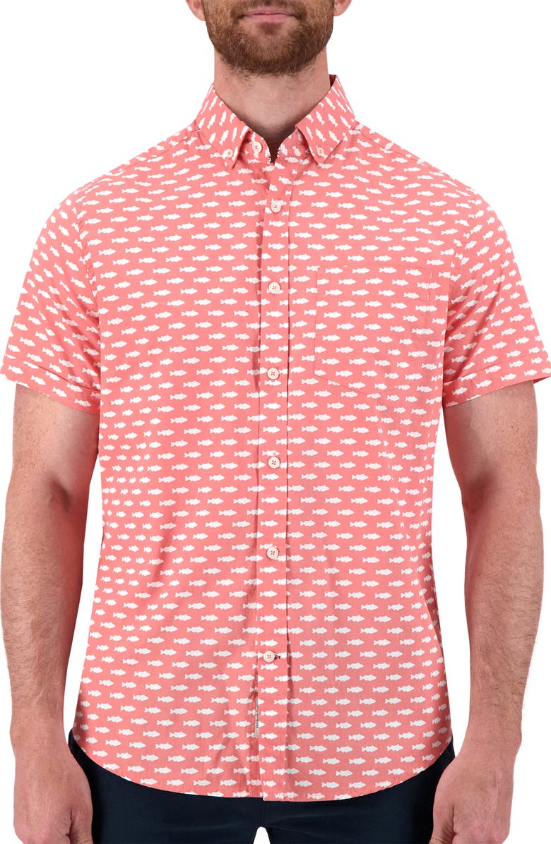 Report Collection Mini Shark Print 4-Way Stretch Short Sleeve Shirt ...