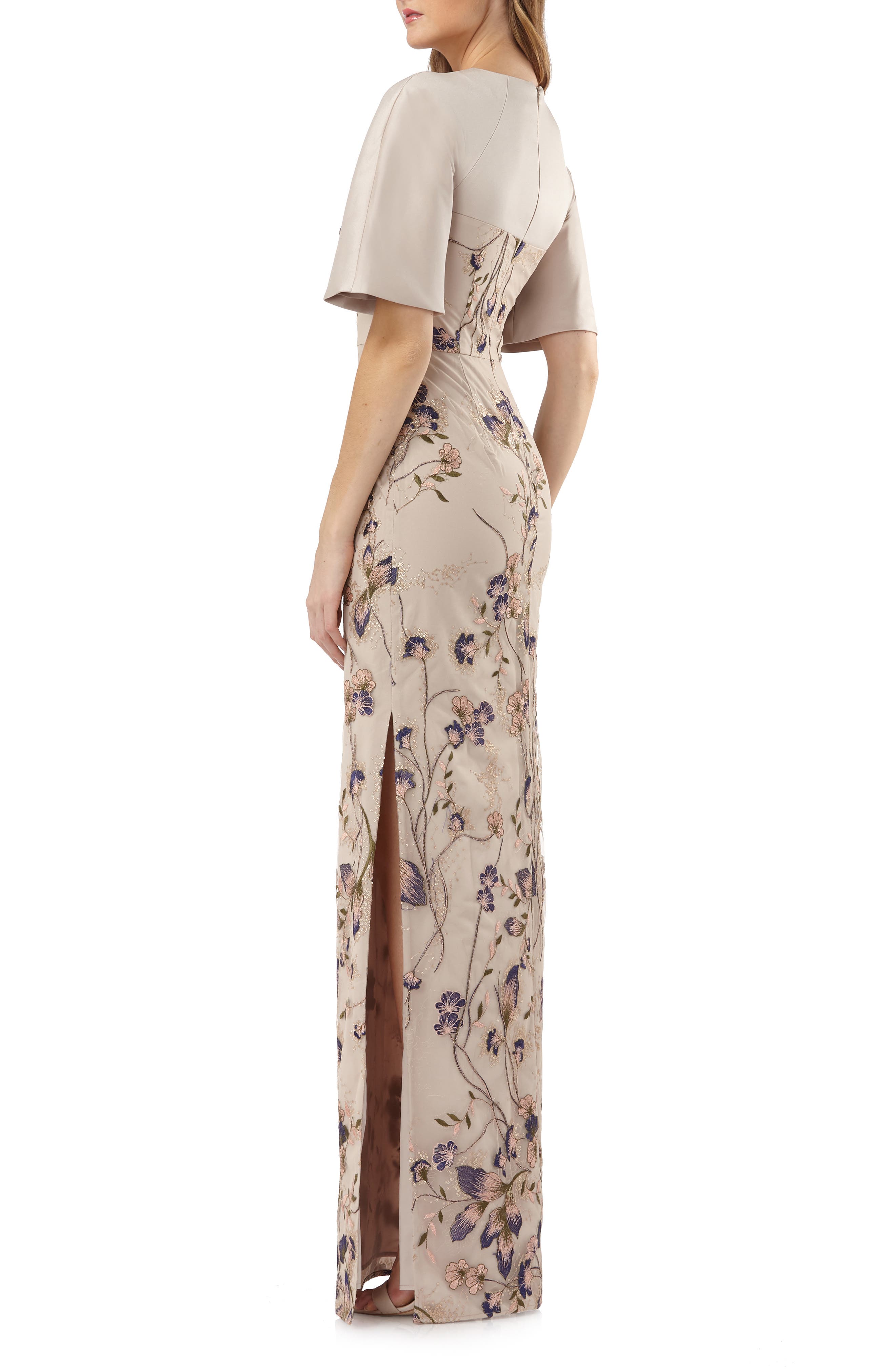 Kay Unger Cutout Detail Embroidered Beaded Gown | Nordstrom