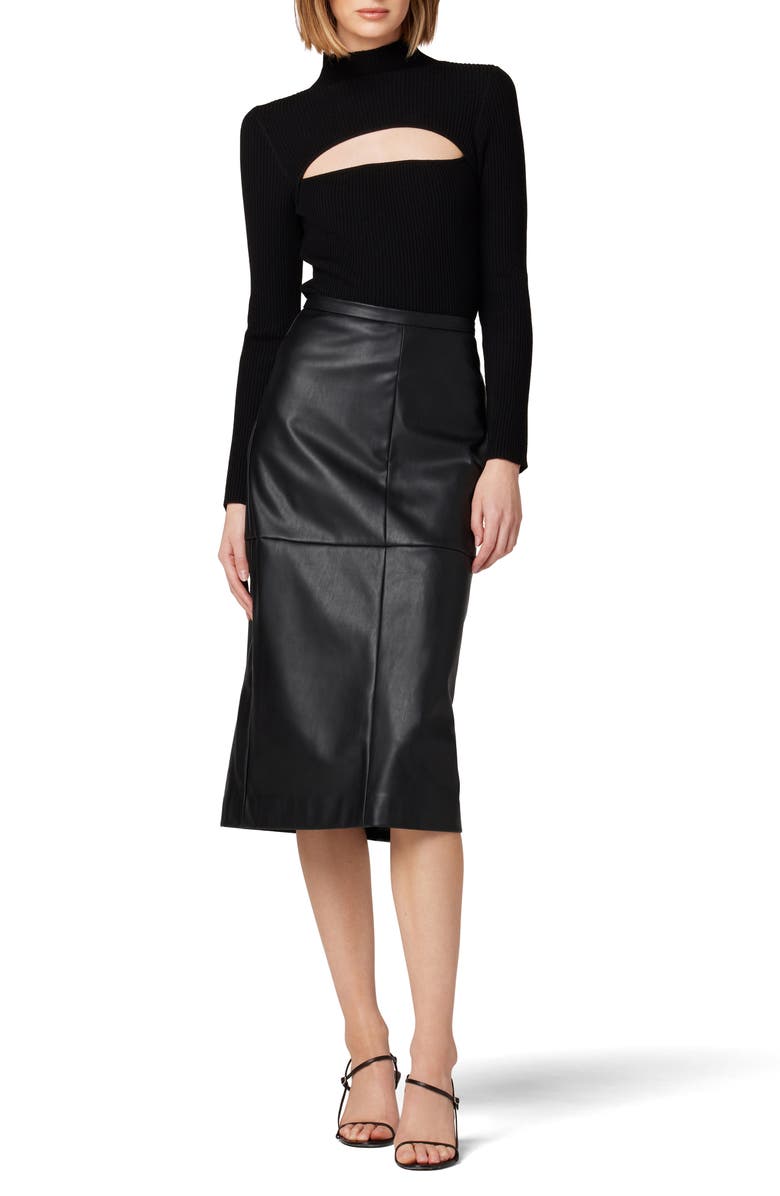 Joe's Doreen Cross Seamed Faux Leather Midi Skirt | Nordstromrack