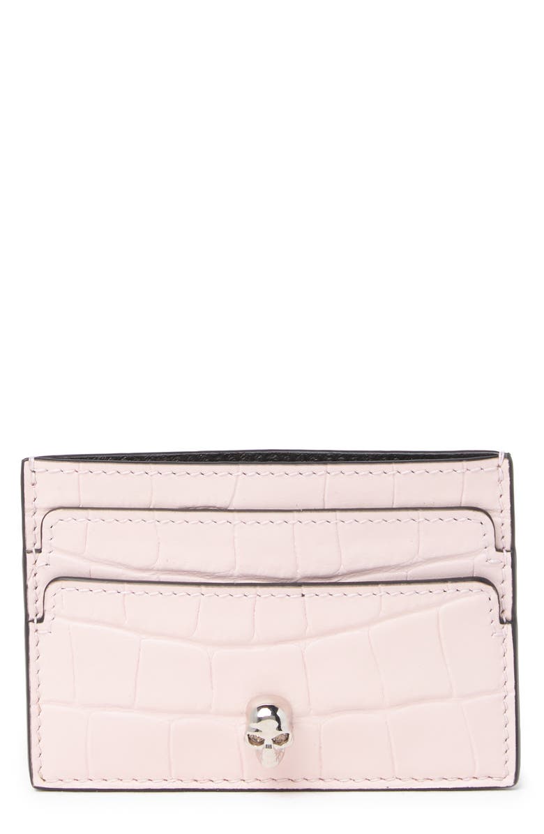 McQueen Alexander McQueen Croc Embossed Leather Skull Card Holder ...