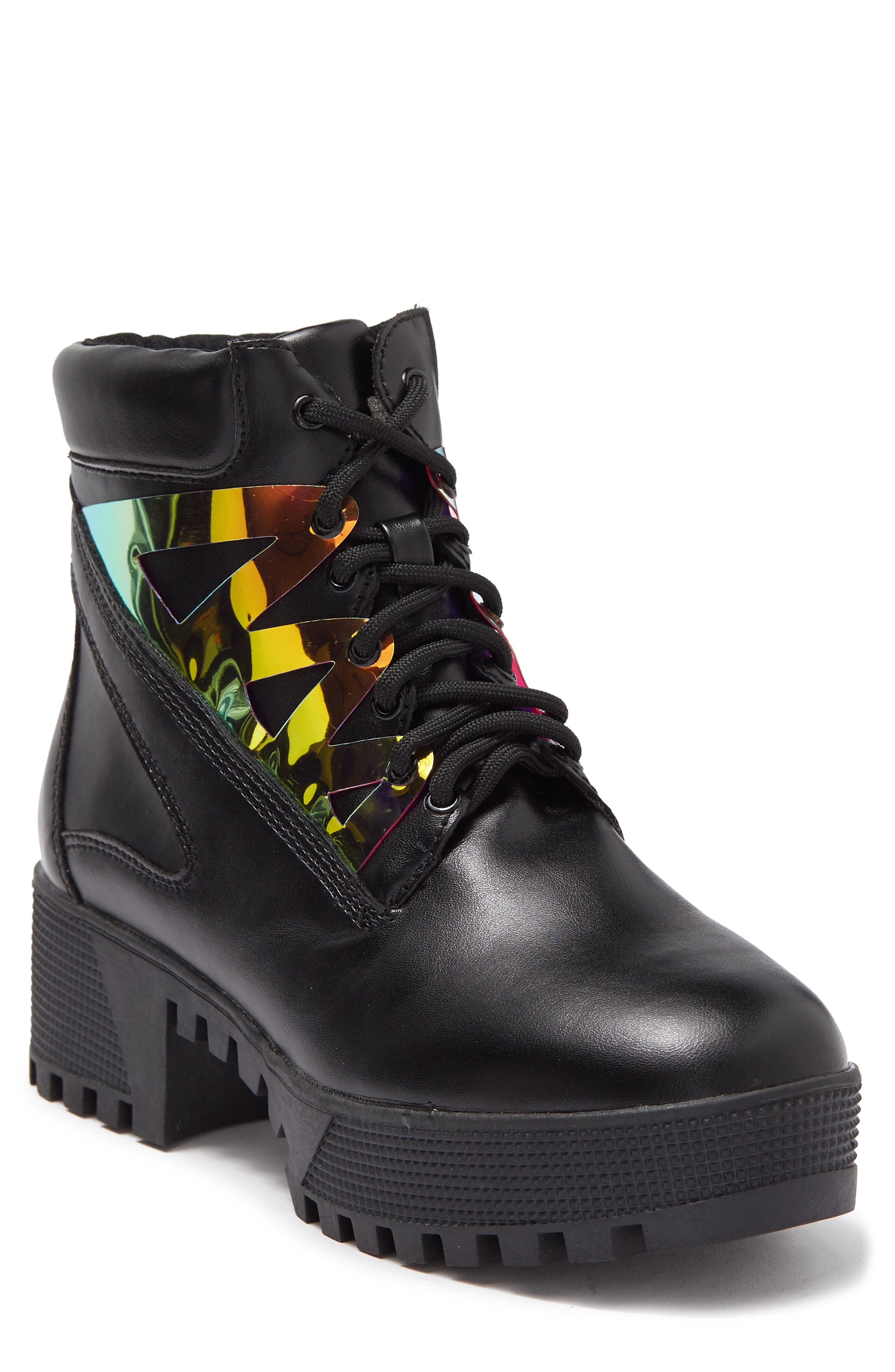 CAPE ROBBIN Singer Holographic Panel Lug Boot (Women) | Nordstromrack