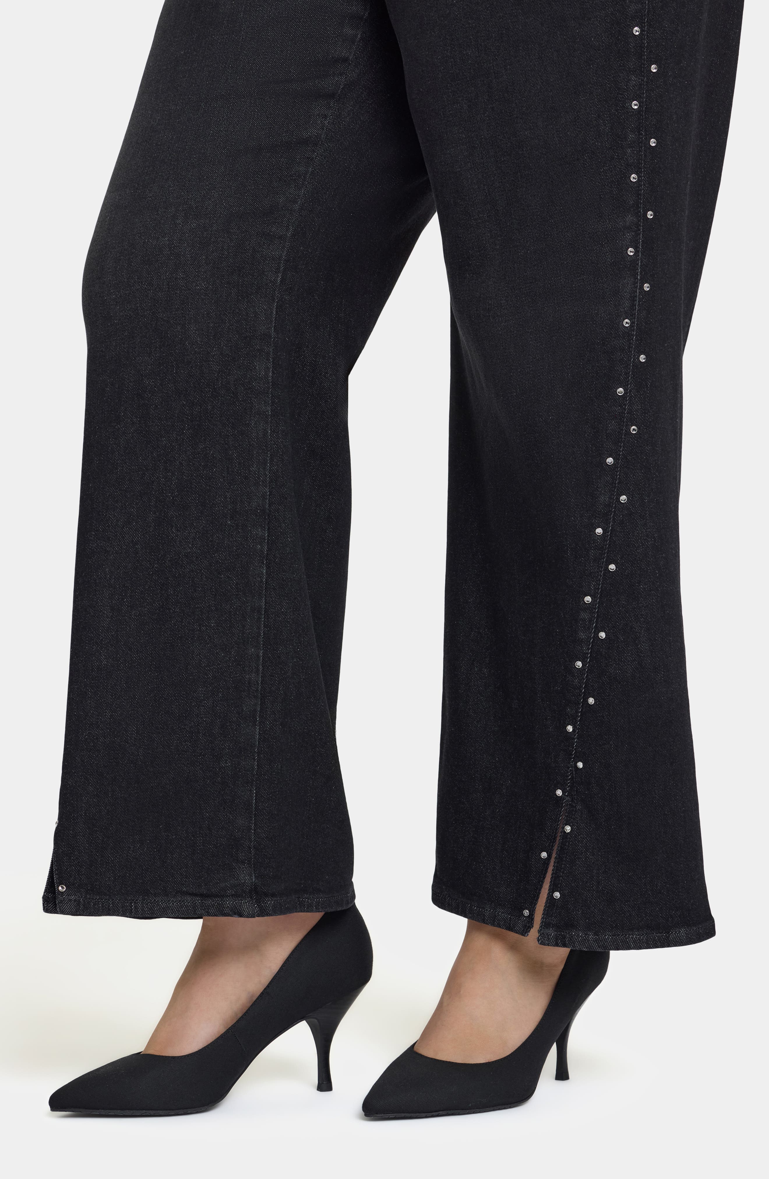 NYDJ Teresa Rhinestone Split Hem Wide Leg Jeans | Nordstrom