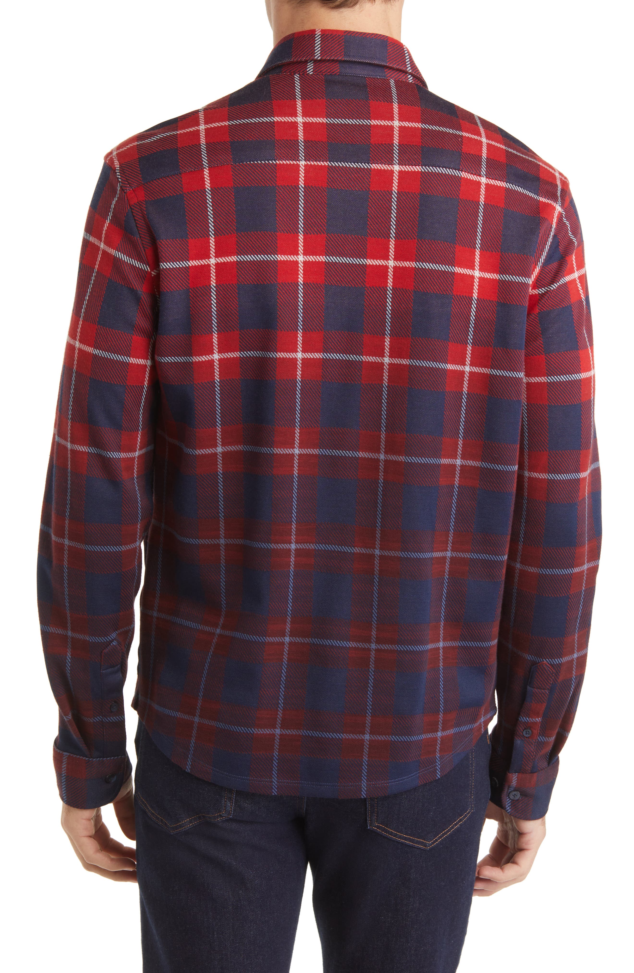 Stone Rose Plaid Jacquard Dip Dye Knit Button-Up Shirt | Nordstromrack