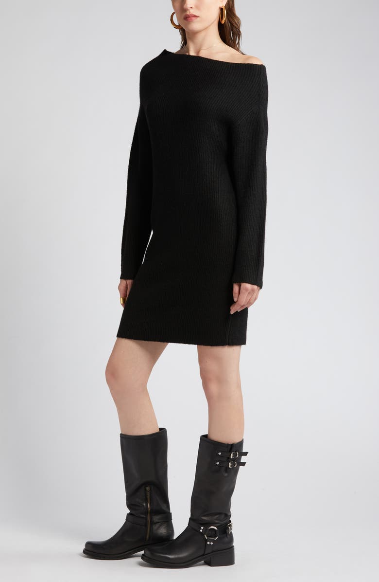 Treasure & Bond One-Shoulder Long Sleeve Rib Sweater Dress | Nordstromrack