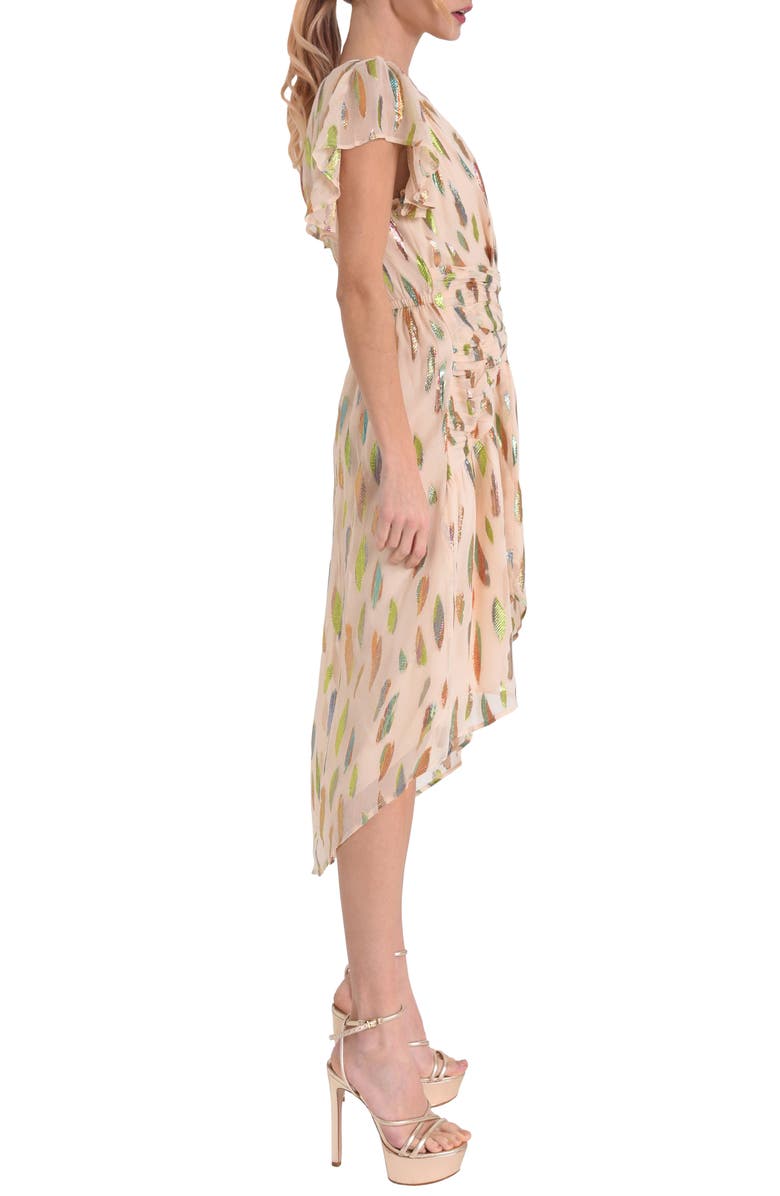 CIEBON Palmina Metallic Leaf Print High-Low Dress | Nordstromrack