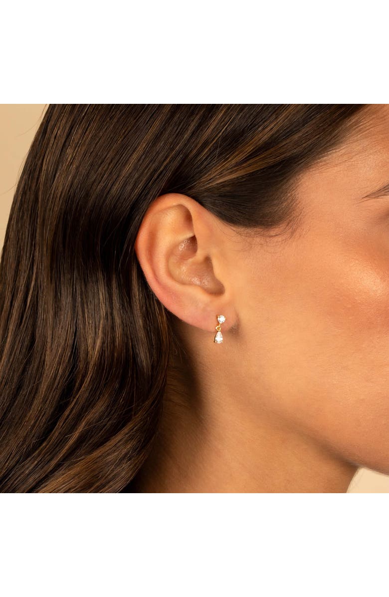 BY ADINA EDEN Round CZ X Teardrop Dangling Stud Earring | Nordstrom