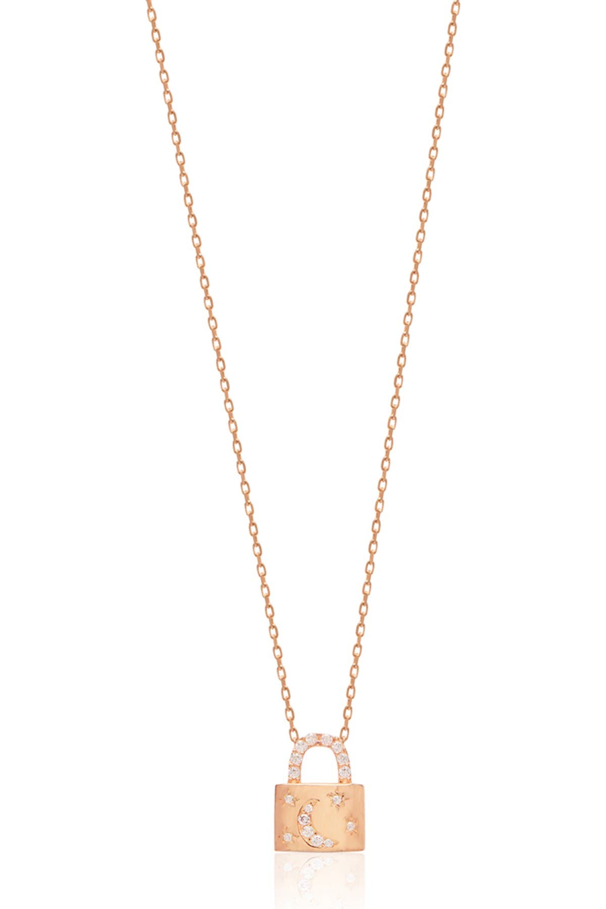 GABI RIELLE 14K Yellow Gold Vermeil CZ Crescent Moon Lock Pendant ...