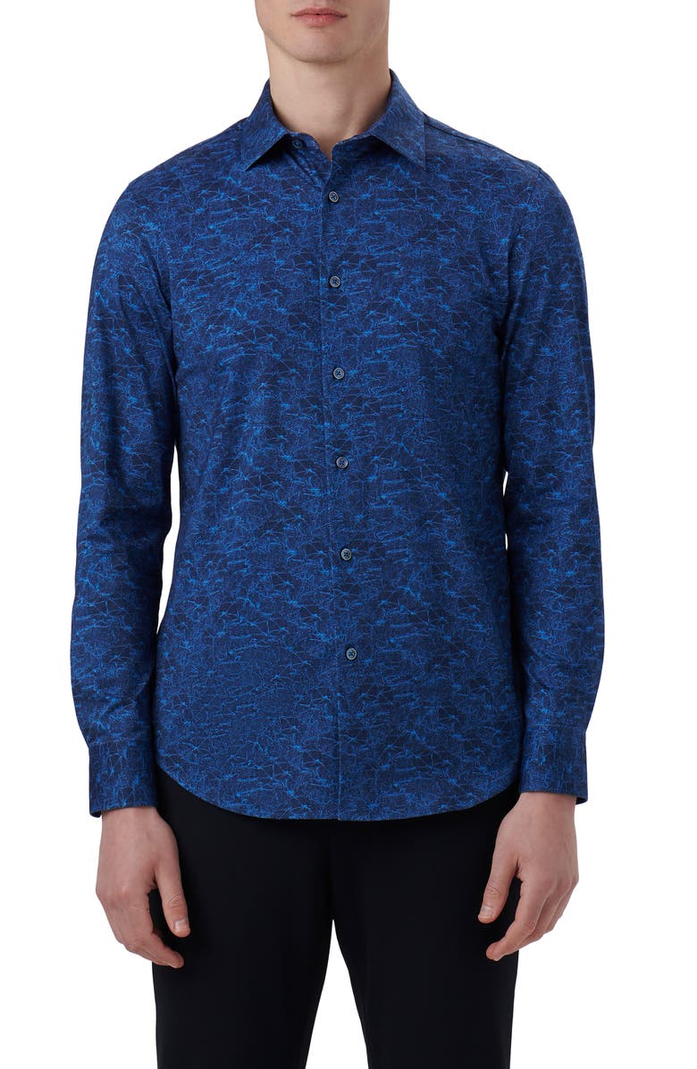 Bugatchi James OoohCotton® Marble Print Button-Up Shirt | Nordstromrack