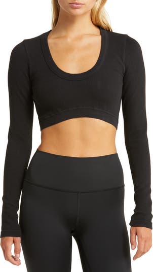 Alo Long Sleeve Rib Crop Top | Nordstrom