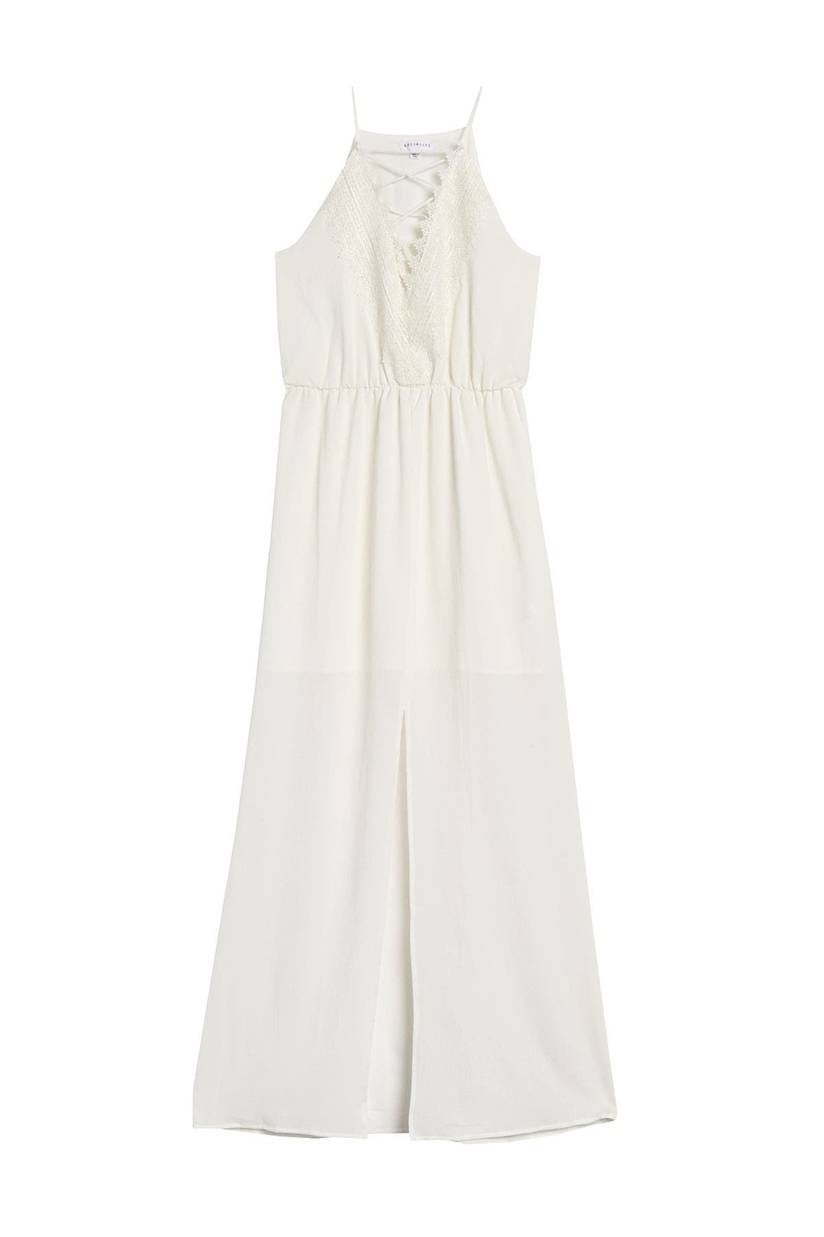 Socialite Lace Trim Split Hem Maxi Dress | Nordstromrack