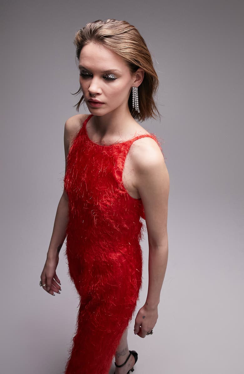 Topshop Fluffy Open Back Maxi Dress | Nordstromrack