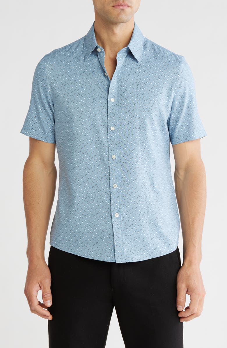 Michael Kors Slim Fit Micro Flower Short-Sleeve Button-Up Shirt ...