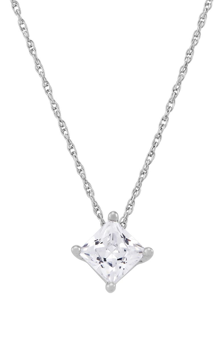 Frankie & Zoe 14K White Gold Princess Cut Lab Grown Diamond Pendant ...