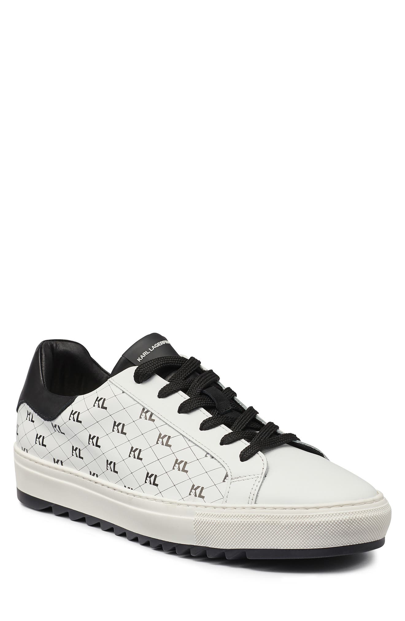 KARL LAGERFELD PARIS Logo Print Leather Low Top Sneaker (Men ...