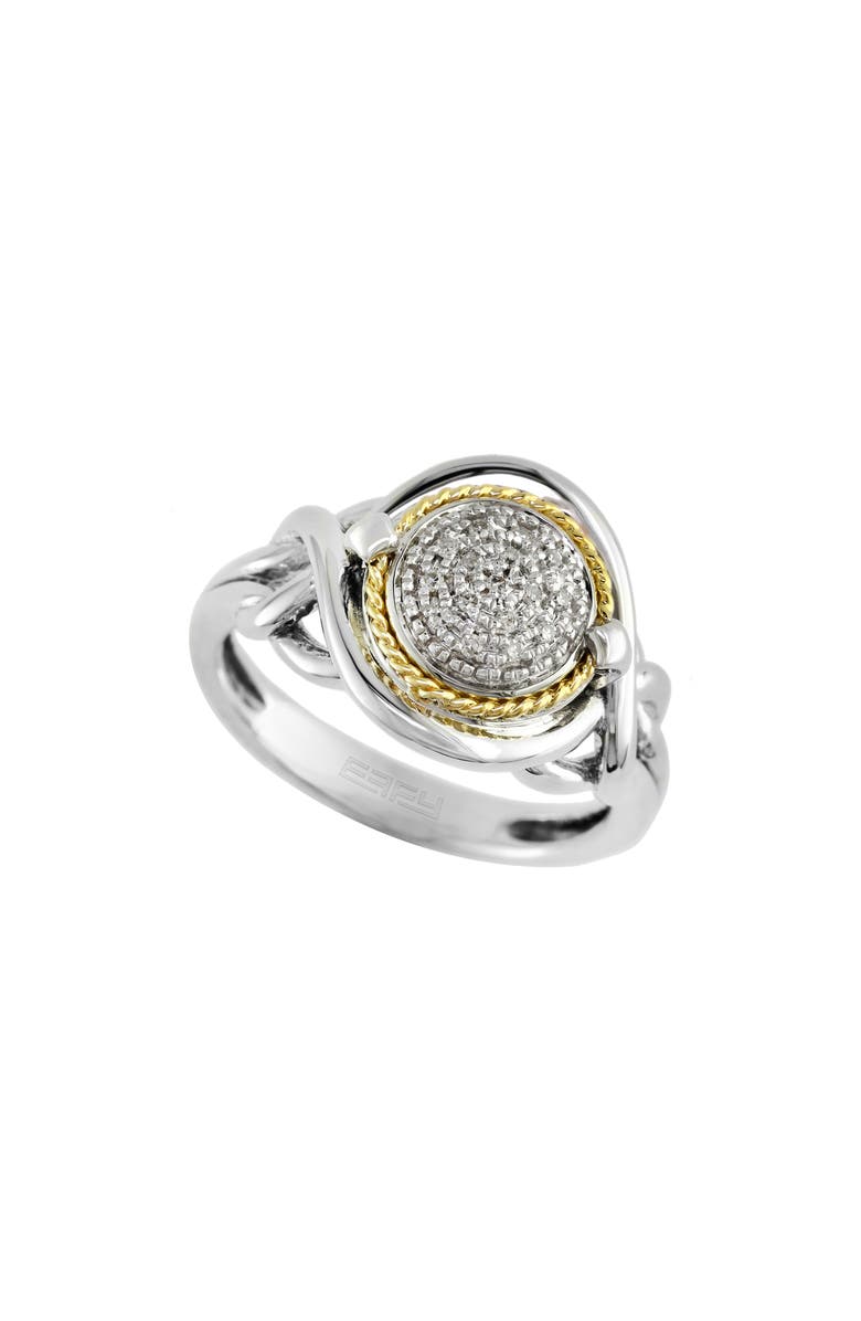 EFFY 18K Yellow Gold & Sterling Silver Diamond Ring - Size 7 - 0.06 ctw ...