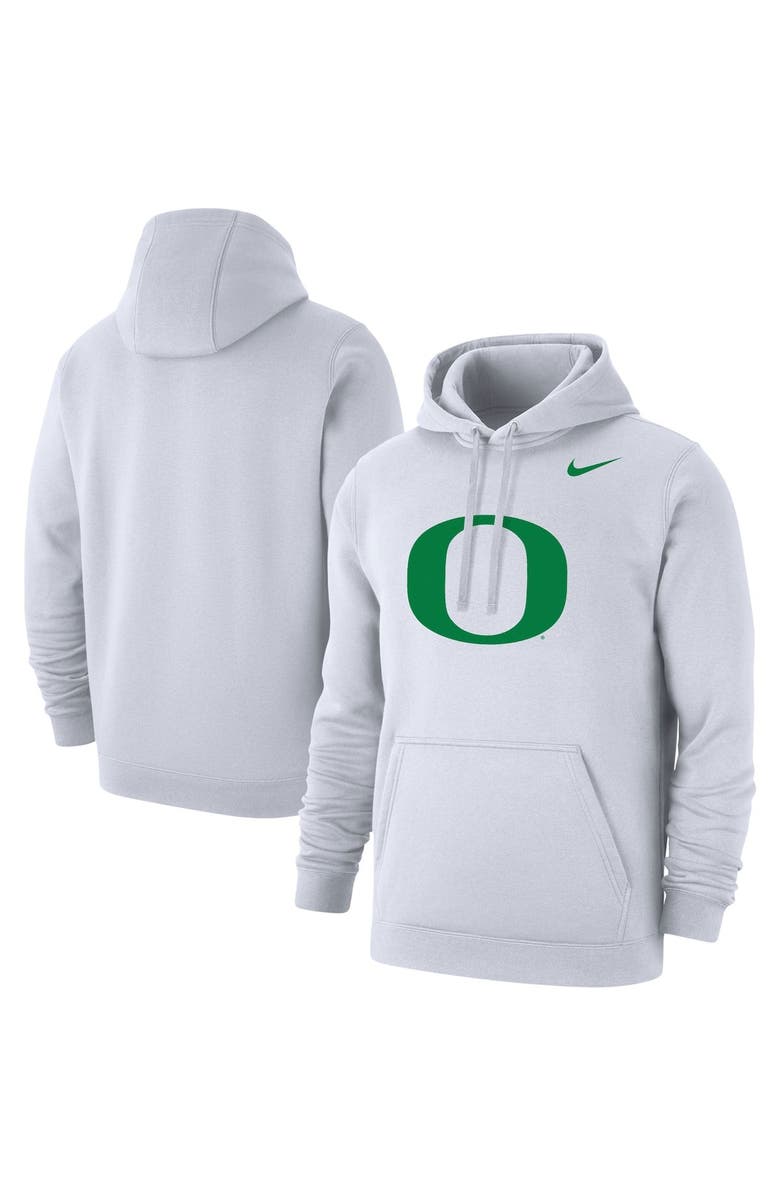 Nike Men's Nike White Oregon Ducks Primary Logo Club Pullover Hoodie ...