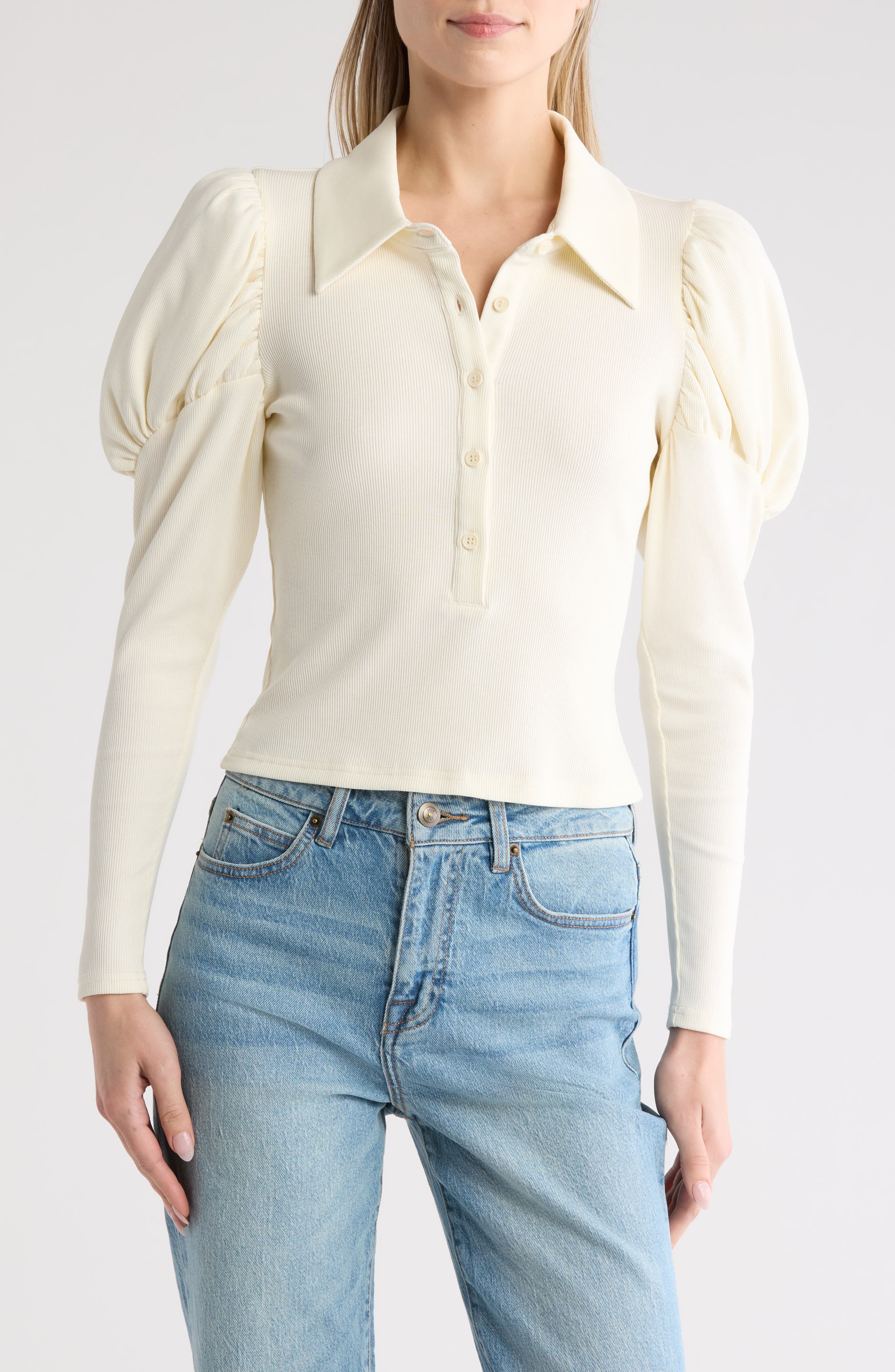 AREA STARS Ford Long Sleeve Crop Polo | Nordstromrack