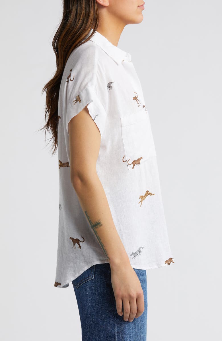 Rails Cito Cheetah Print Short Sleeve Linen Blend Button-Up Shirt ...