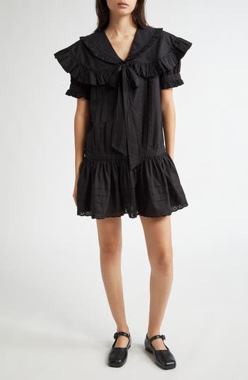 Sandy Liang Toki Drop Waist Cotton Minidress | Nordstrom