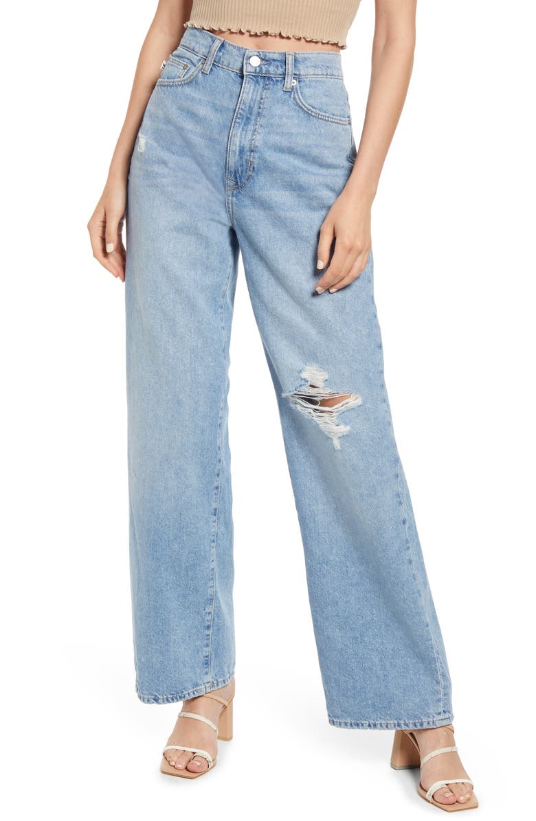 Lovers + Friends Lennon Distressed High Waist Wide Leg Jeans ...