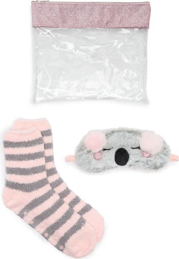 Capelli New York Kids' Faux Fur Koala Eye Mask, Fuzzy Socks & Clear ...