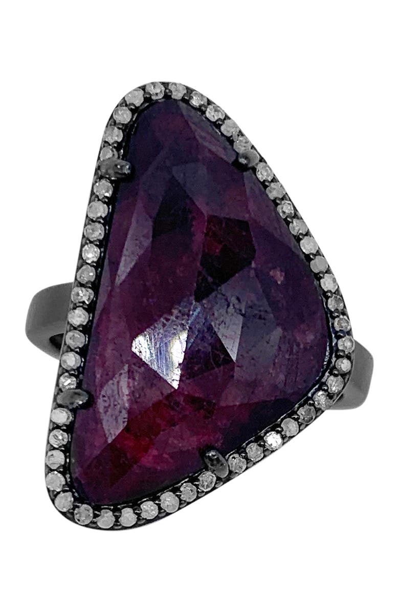 ADORNIA FINE Marea Dark Ruby Diamond Halo Ring | Nordstromrack