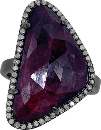 ADORNIA FINE Marea Dark Ruby Diamond Halo Ring | Nordstromrack