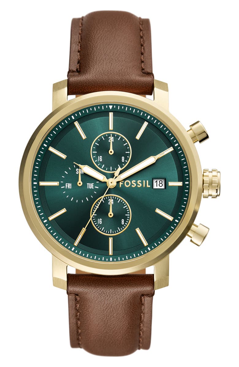 Fossil Rhett Leather Strap Watch, 42mm | Nordstromrack
