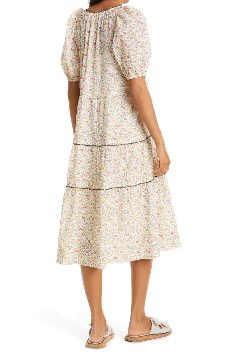 THE GREAT. The Whipstitched Ravine Floral Tiered Midi Dress | Nordstromrack