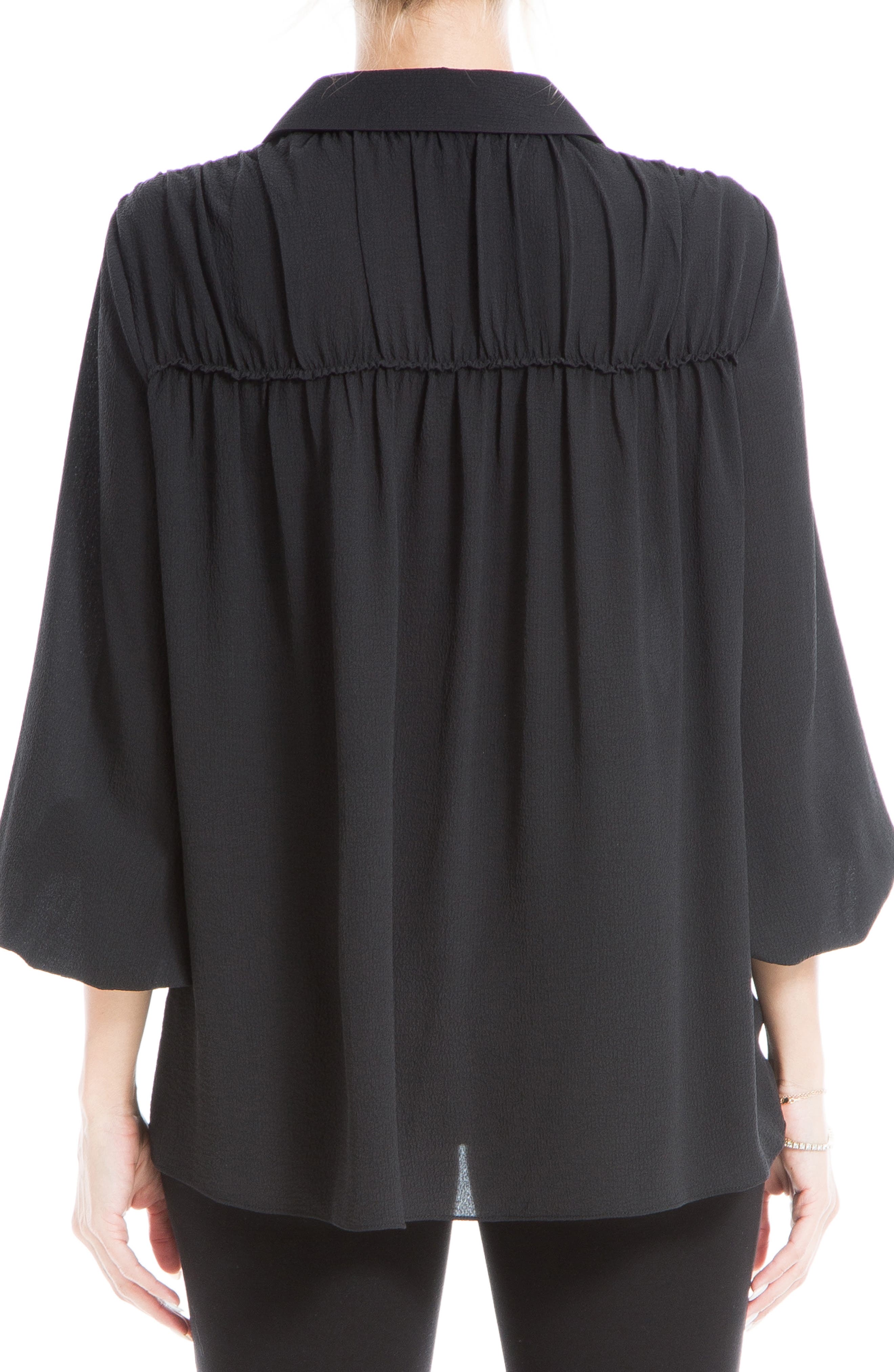 MAX STUDIO Gathered Yoke Button Front Blouse | Nordstromrack