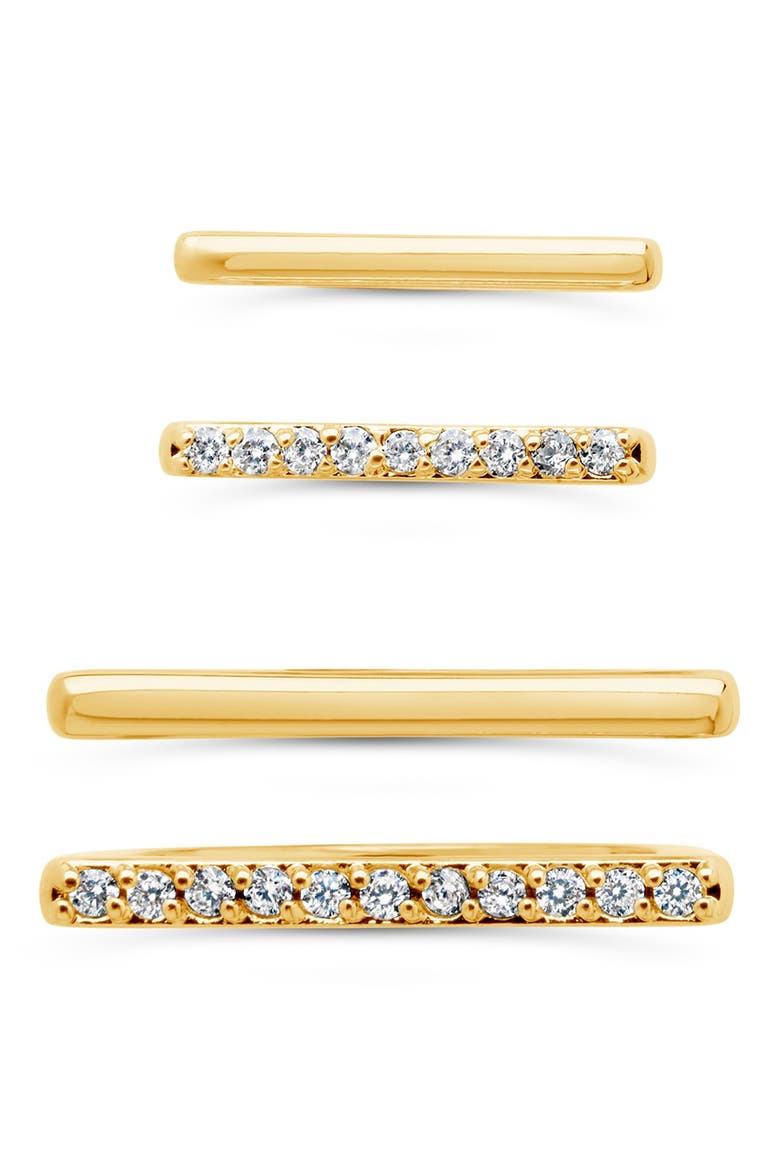 Sterling Forever 14K Gold Plated Brass Stackable 2-Piece Bar Midi CZ ...