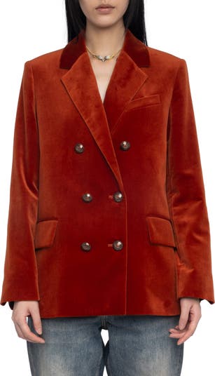 Zadig & Voltaire Vaska Double Breasted Velvet Blazer | Nordstrom