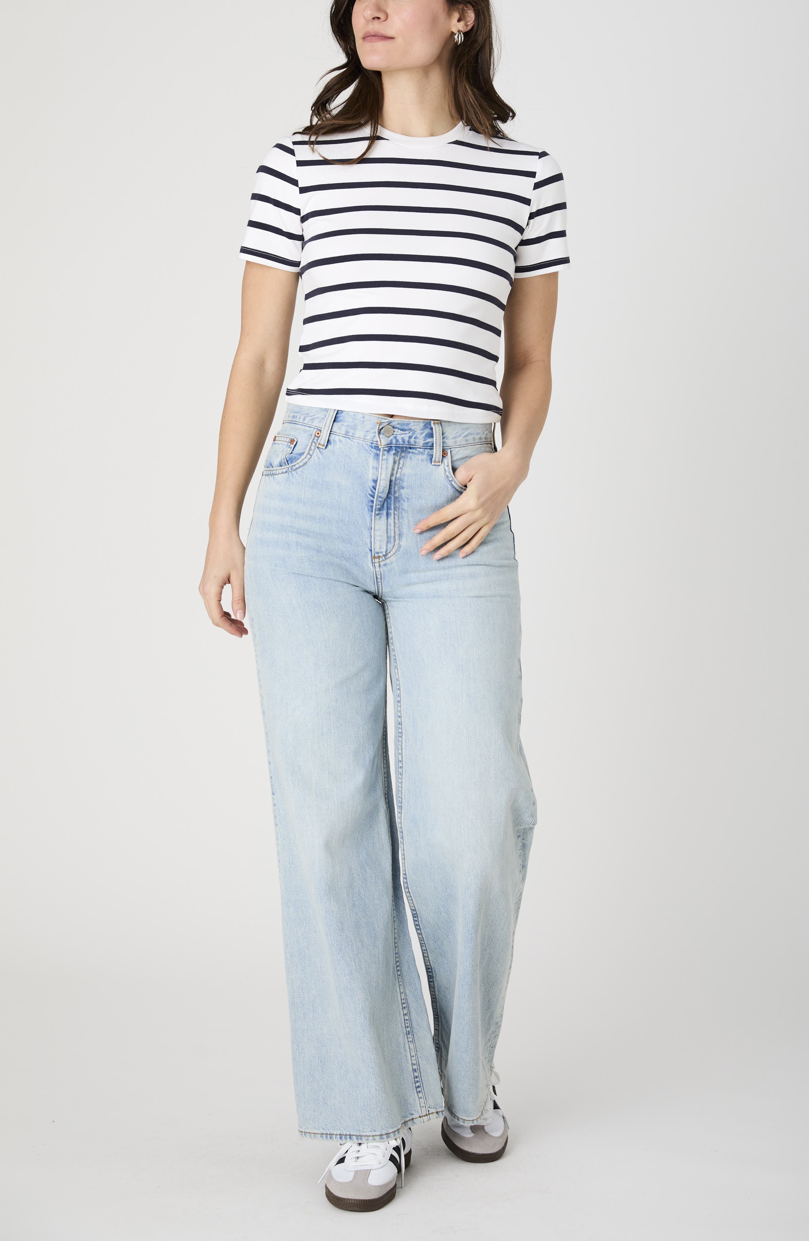 French Connection Rallie Stripe Crewneck Crop T-Shirt | Nordstromrack
