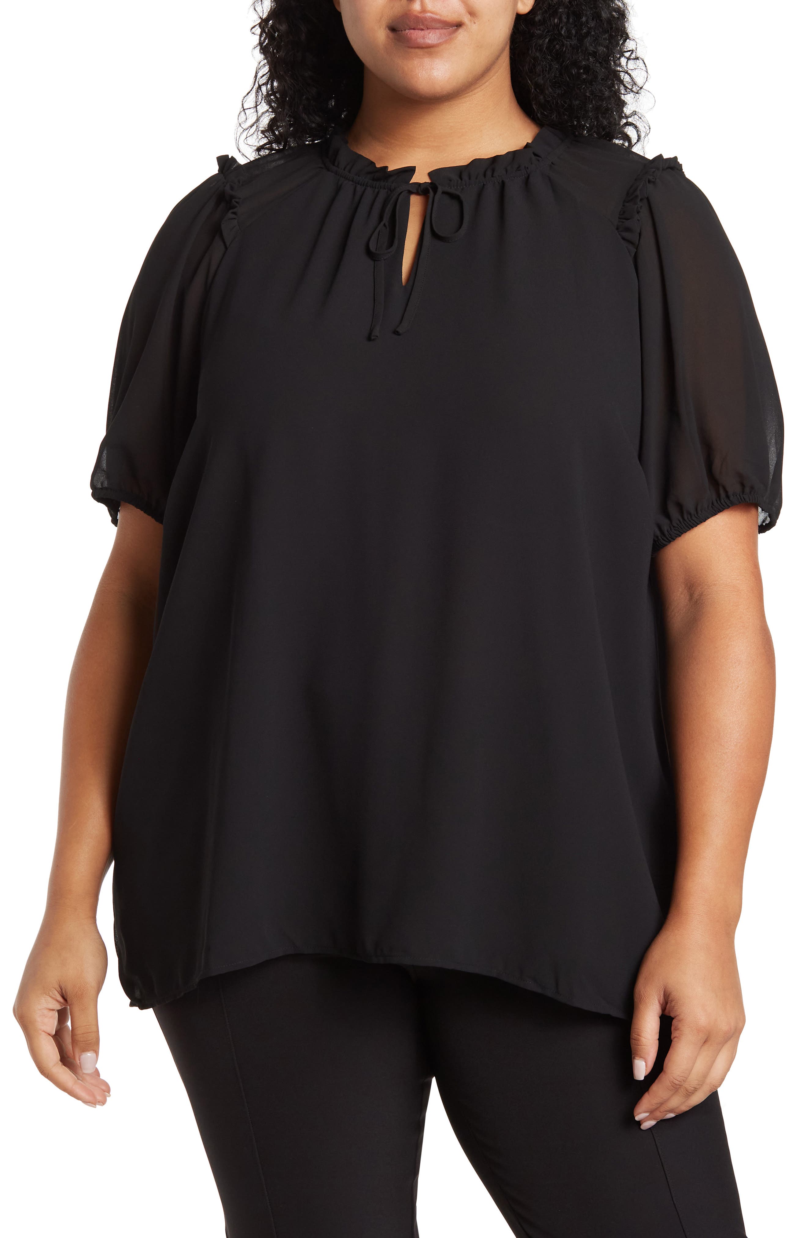 Pleione Short Sleeve Ruffle Blouse | Nordstromrack