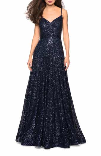 La Femme Elegant Off the Shoulder Tulle Layered Ball Gown La Femme Elegant Off the Shoulder Tulle Layered Ball Gown