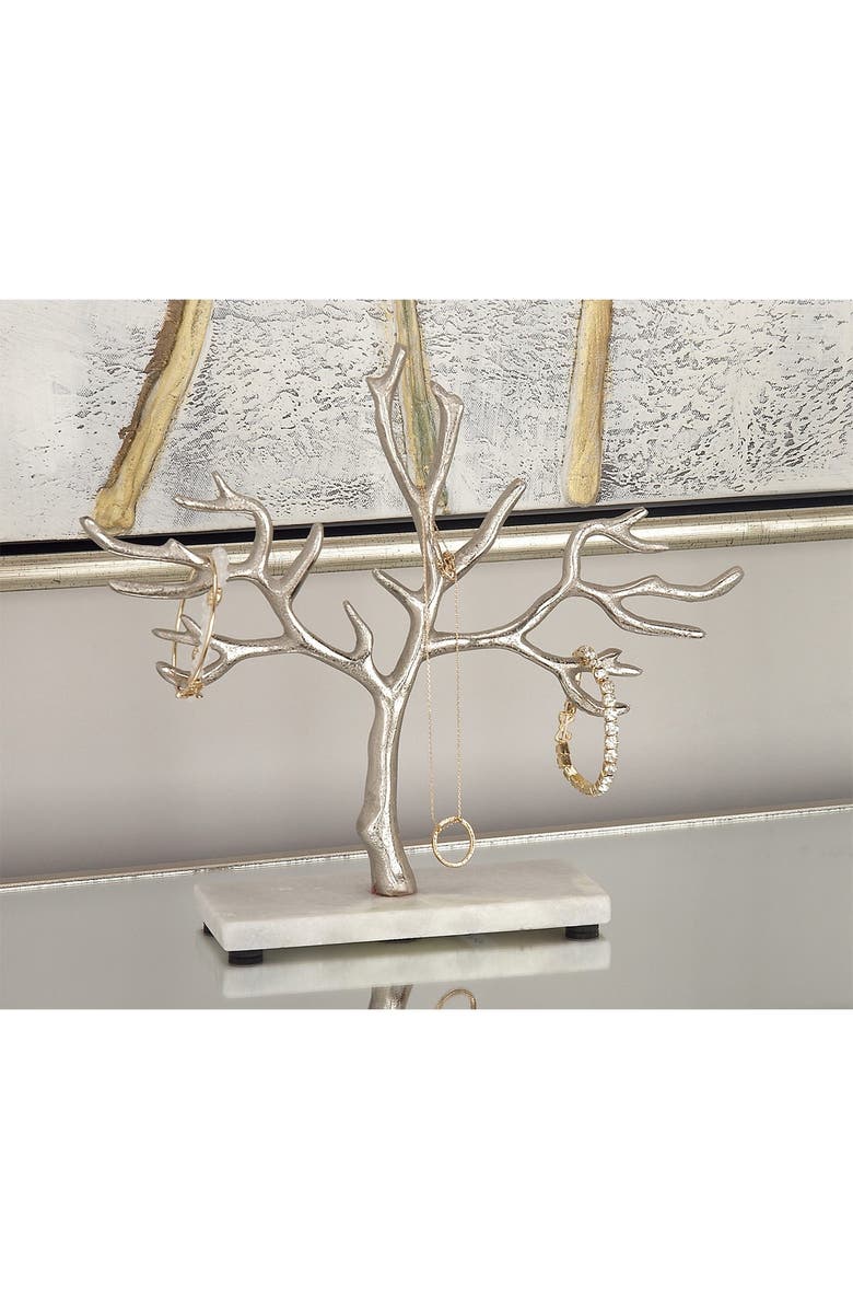 COSMO BY COSMOPOLITAN Tall Metallic Silver Metal Jewelry Tree on White ...
