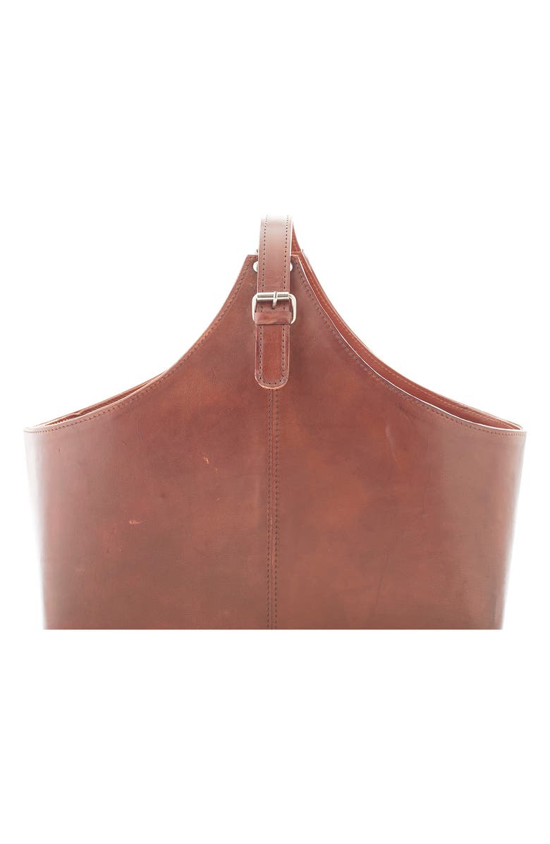 GINGER BIRCH STUDIO Brown Leather Modern Magazine Holder with Detail ...