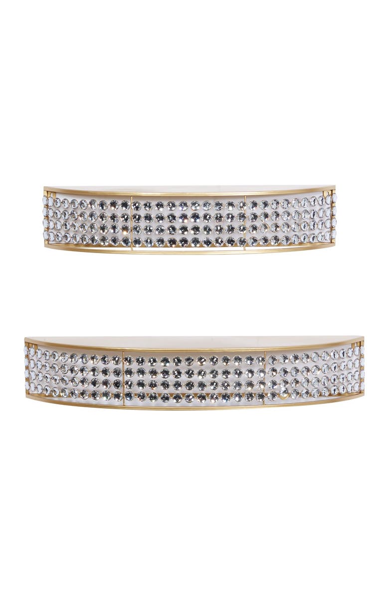 WILLOW ROW Goldtone Metal Contemporary Wall Shelf with Crystal ...