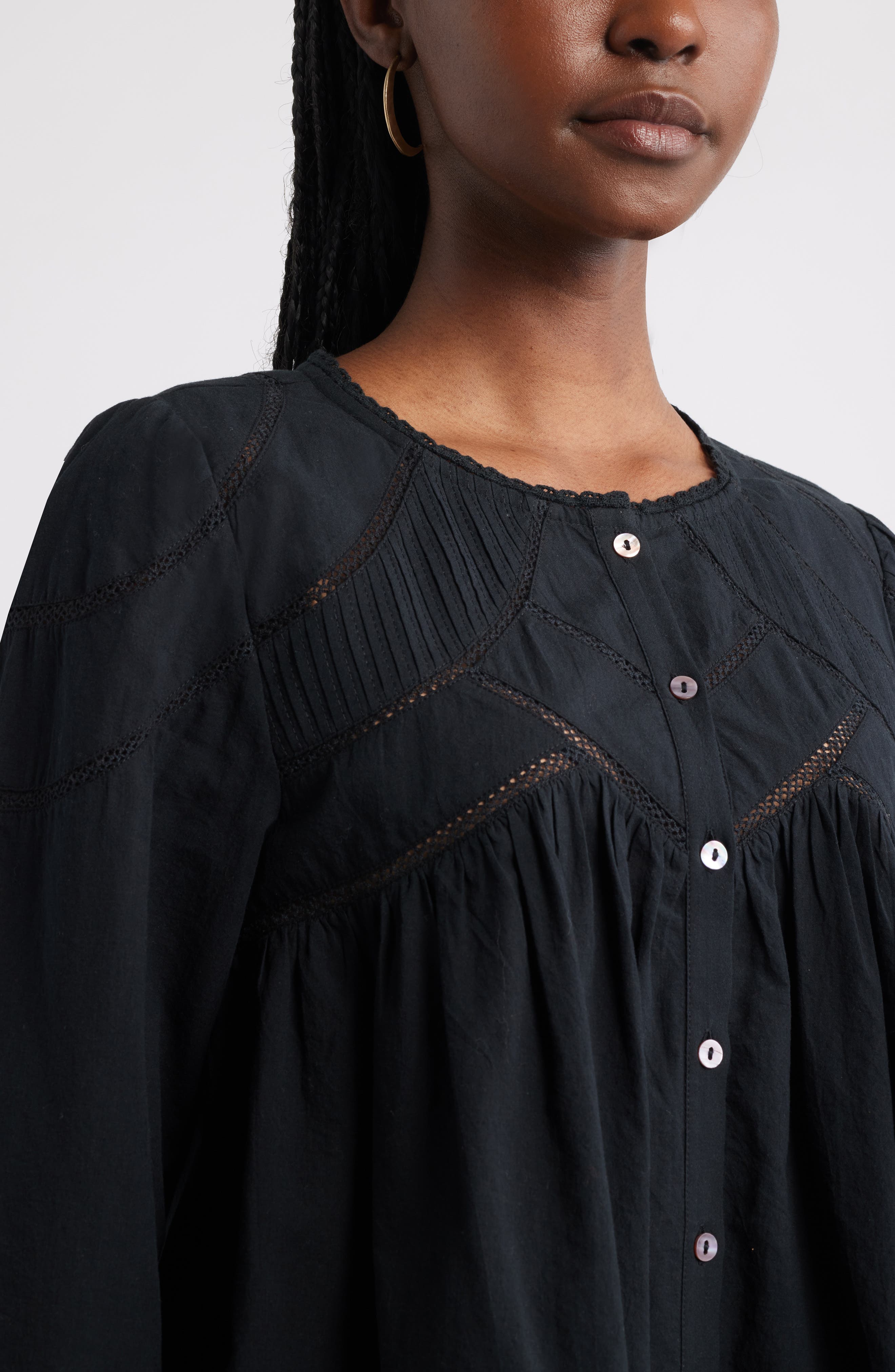 Treasure & Bond Lace Pintuck Cotton Top | Nordstromrack