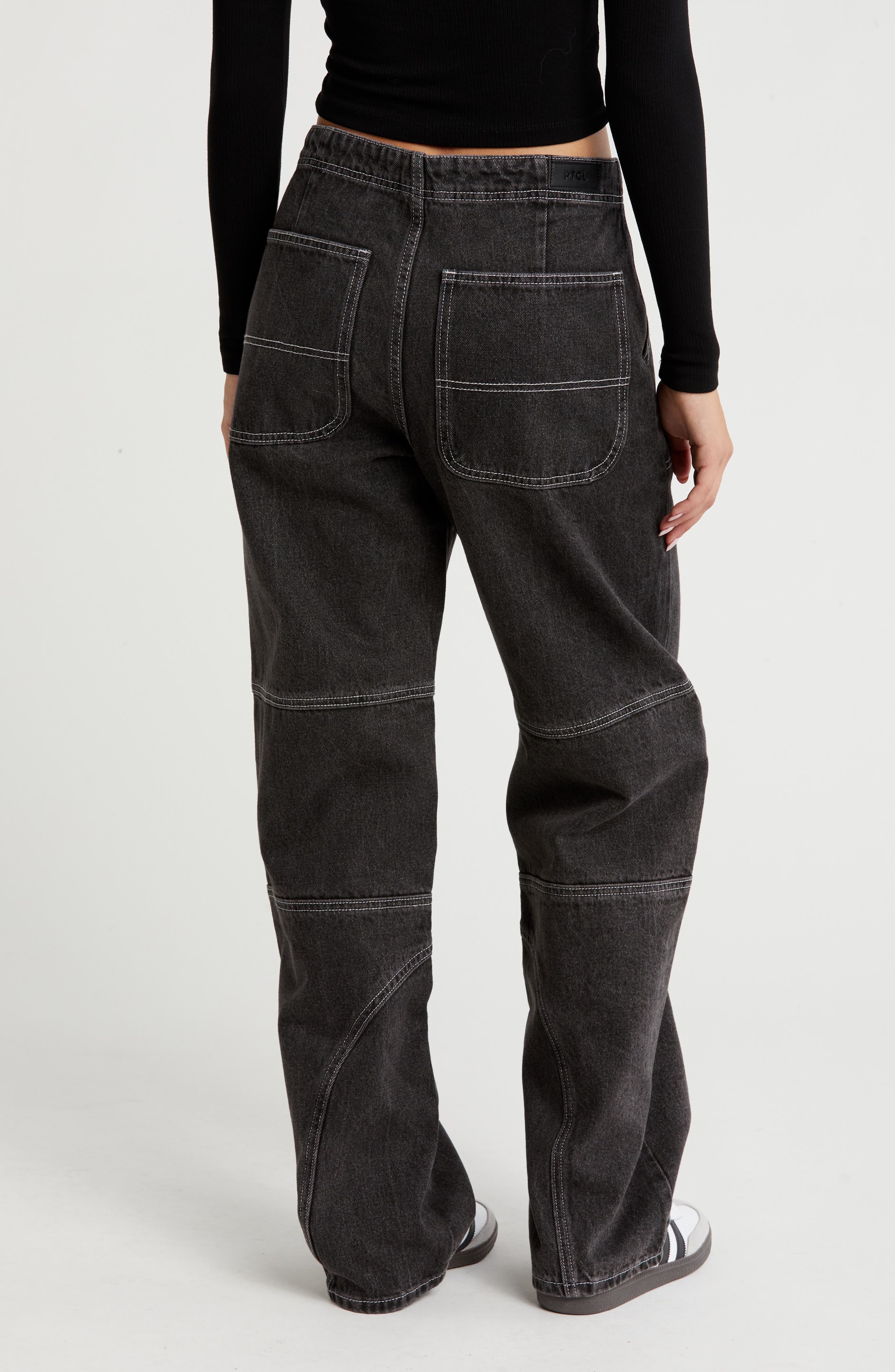 PTCL Moto Pop Stitch High Waist Straight Leg Jeans | Nordstromrack