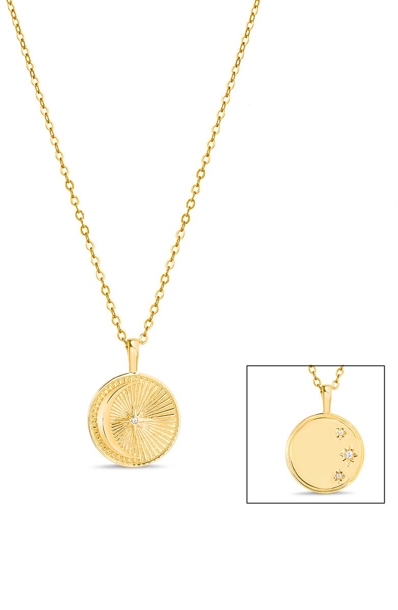 Paige Harper Cubic Zirconia Moon & Star Medallion Pendant Necklace ...