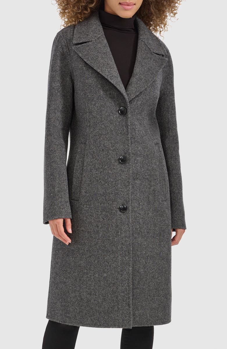 Kenneth Cole Single Breasted Textured Double Faced Wool Blend Coat ...