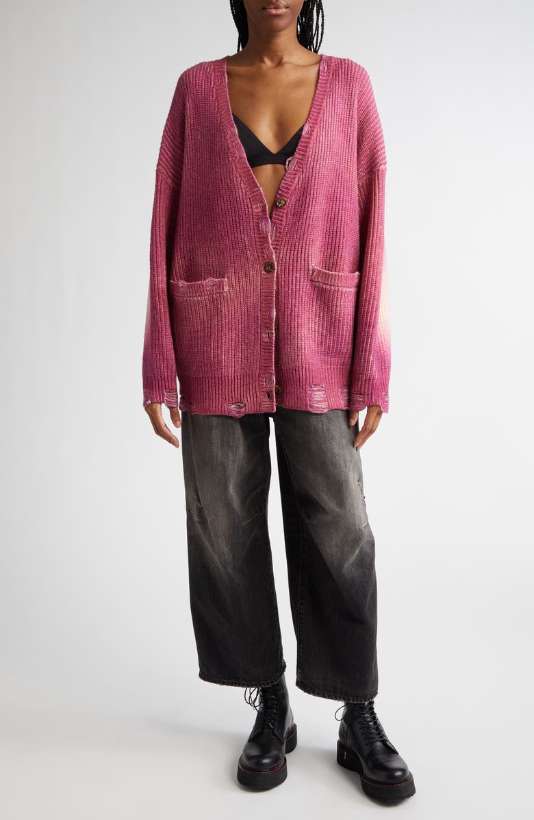 R13 Ripped Oversize Merino Wool Cardigan | Nordstrom