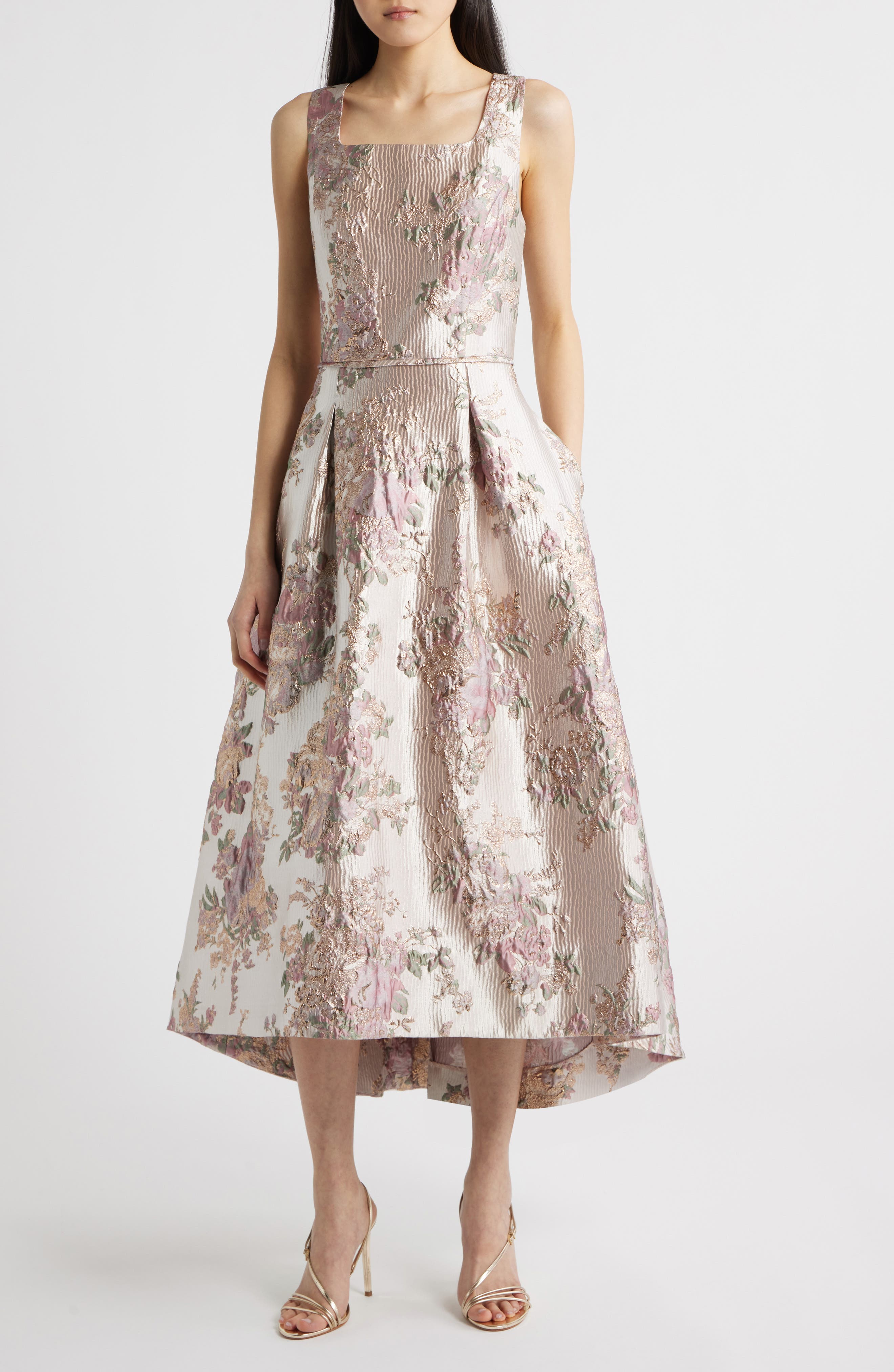 Tahari ASL Metallic Jacquard Midi Cocktail Dress | Nordstrom